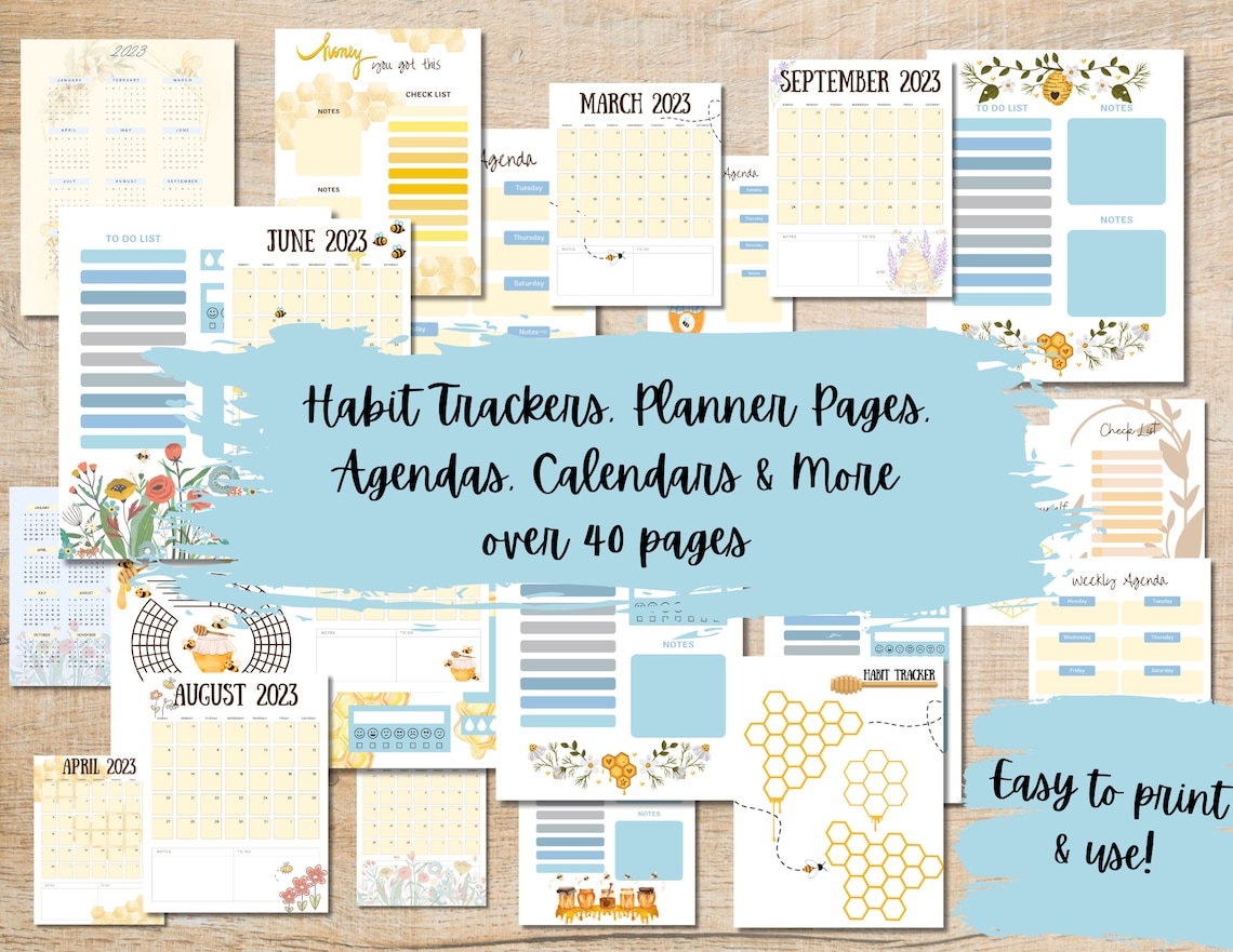 Honey Bee Habit Tracker / Busy Bee Agenda / Garden Printable Planner ...