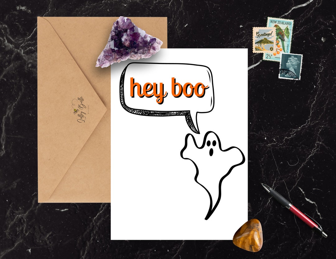 Hey Boo Happy Halloween Printable Card - Etsy
