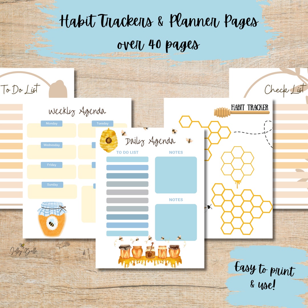 Honey Bee Habit Tracker / Busy Bee Agenda / Garden Printable Planner ...