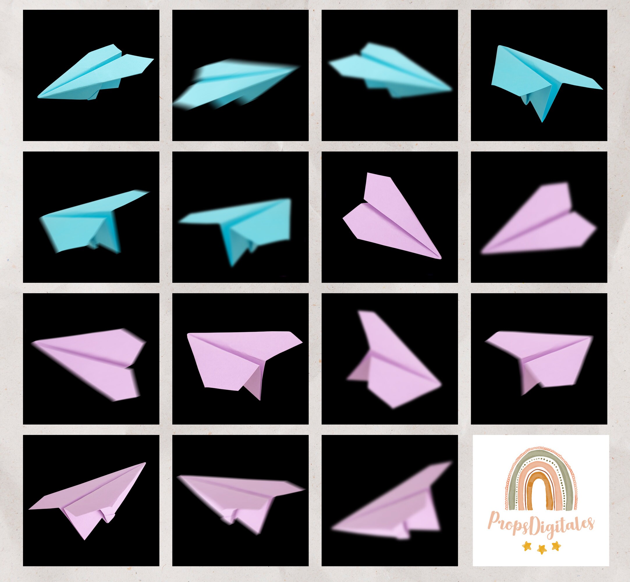 57 Paper Airplane Overlays in Light Colors PNG - Etsy
