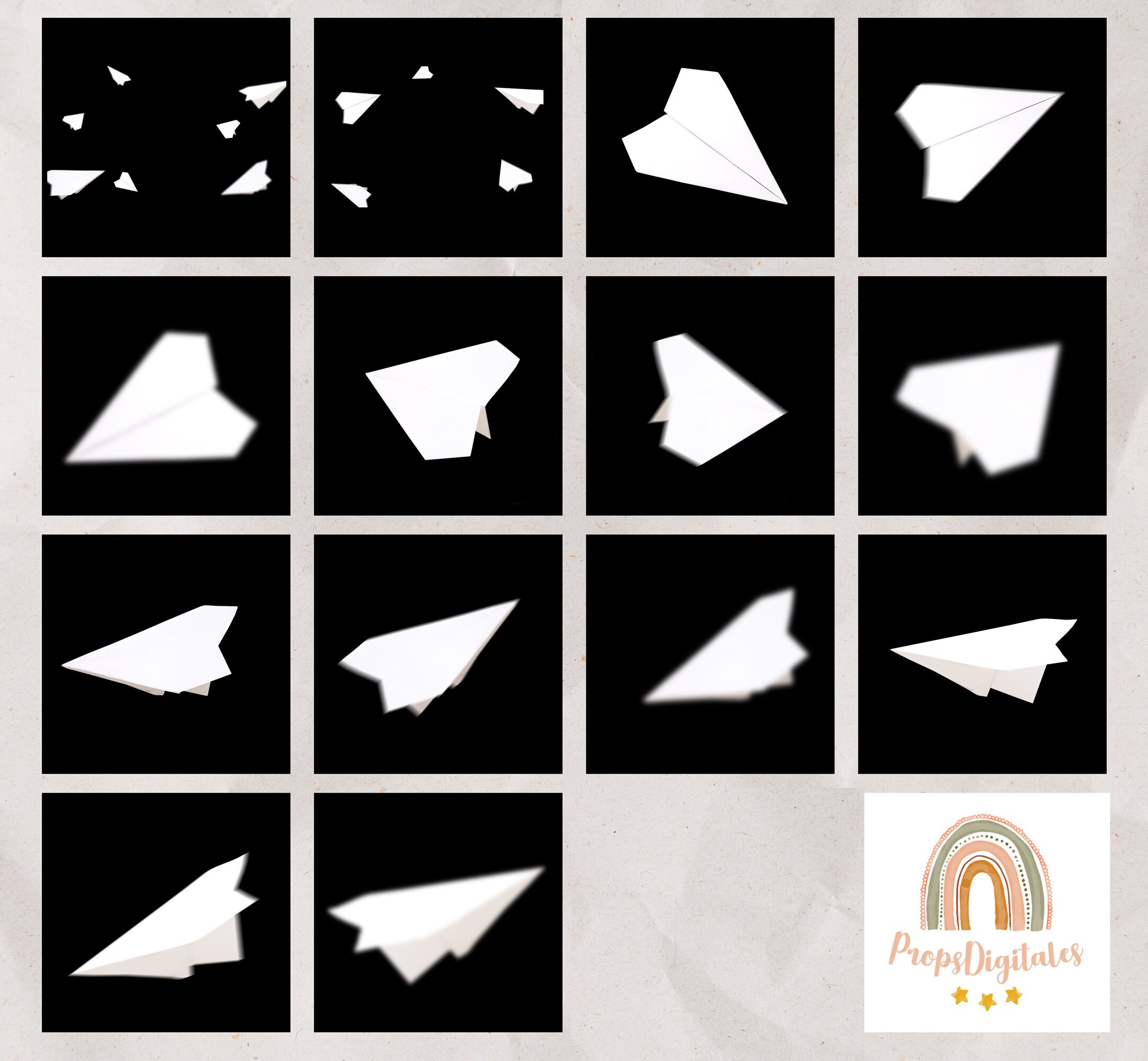 14 WHITE Paper Airplane Overlays in PNG - Etsy