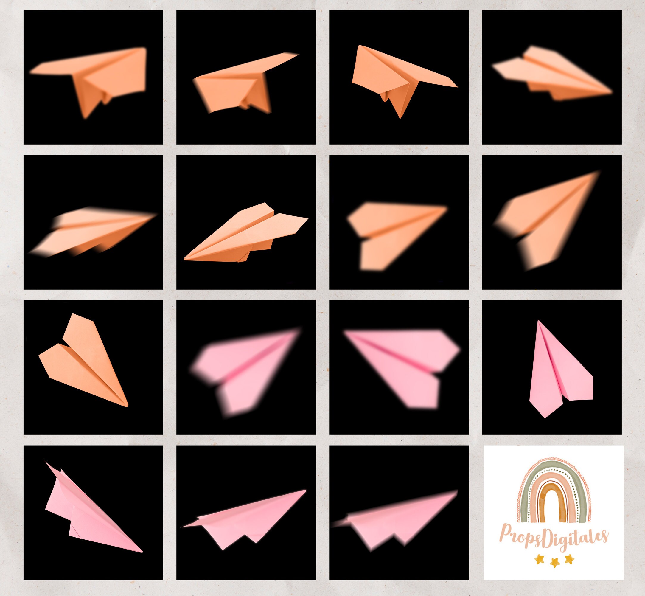 57 Paper Airplane Overlays in Light Colors PNG - Etsy