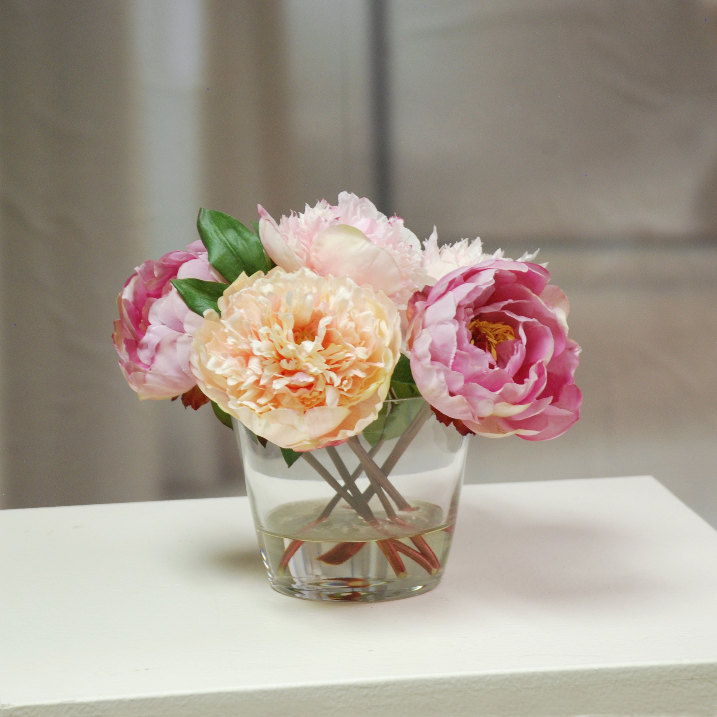 Peony in Glass Vase - Etsy