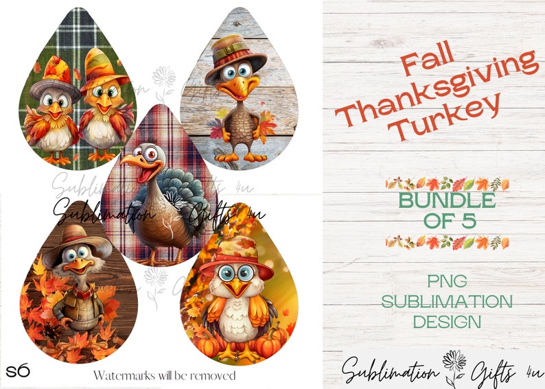 Fall Plaid Sublimation Earring Bundle | Thanksgiving Turkey Template ...