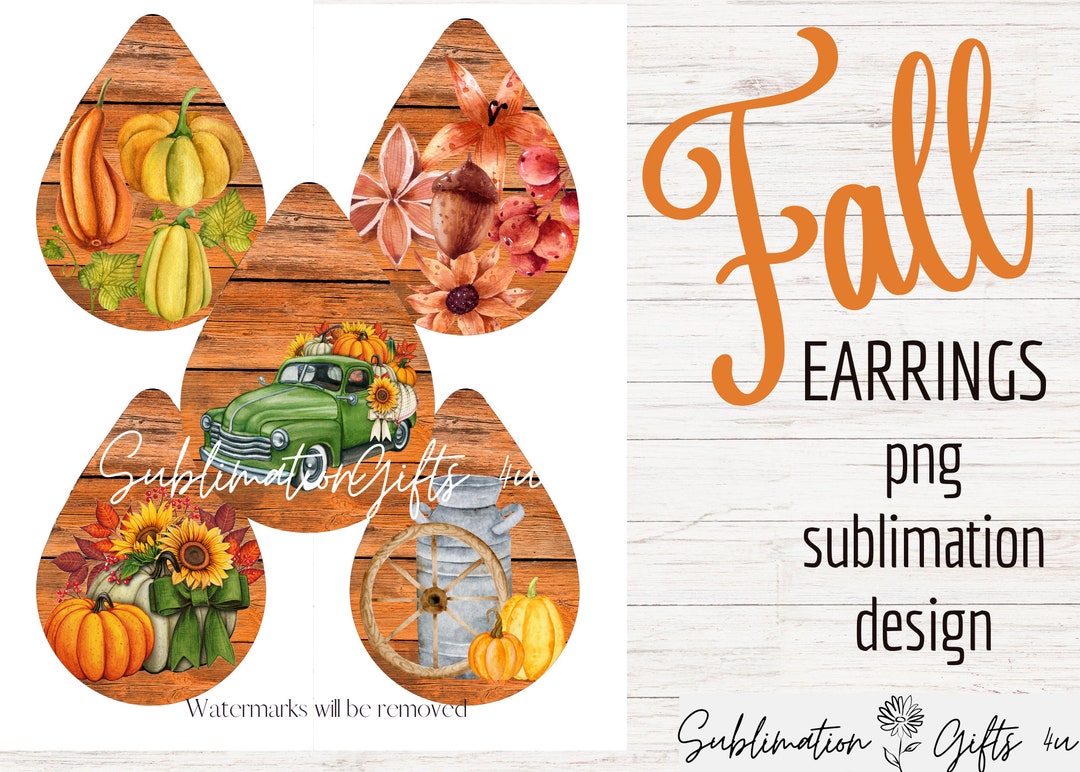 Fall Sublimation Png Earring Design Bundle Thanksgiving - Etsy
