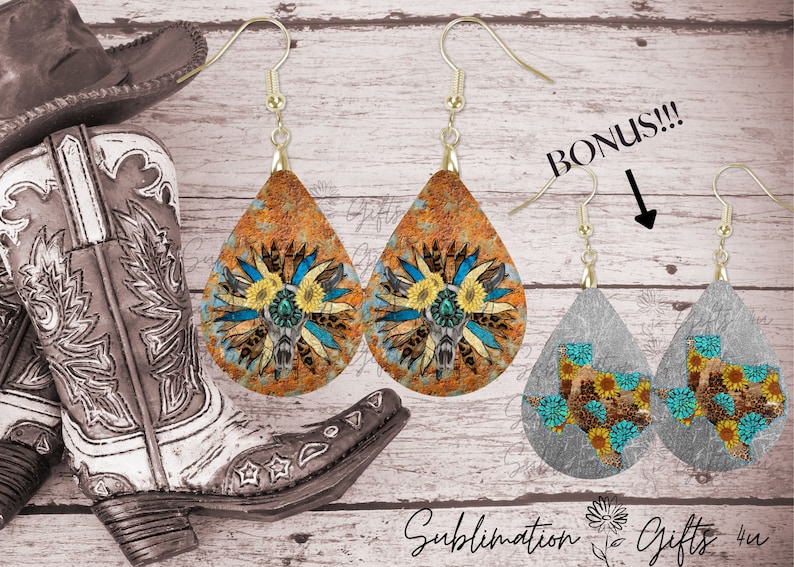 Western Earring Png Southern Earring Template Teardrop - Etsy