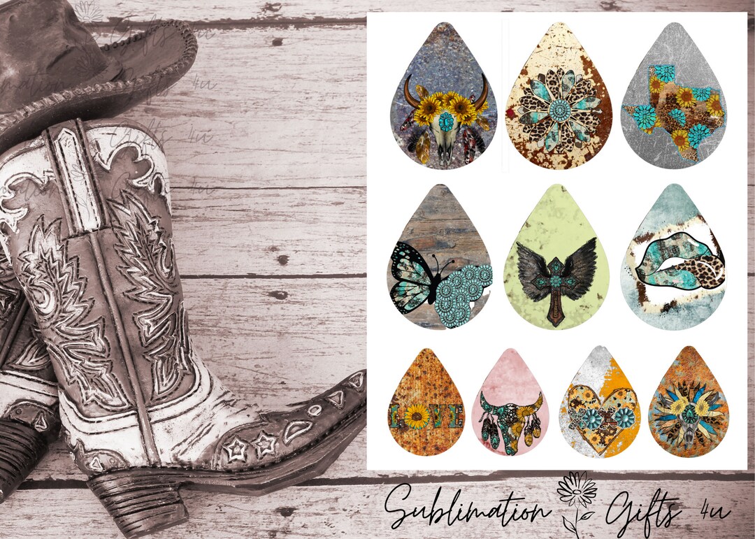 Western Earring Png Bundle Southern Earring Template Teardrop Earring ...