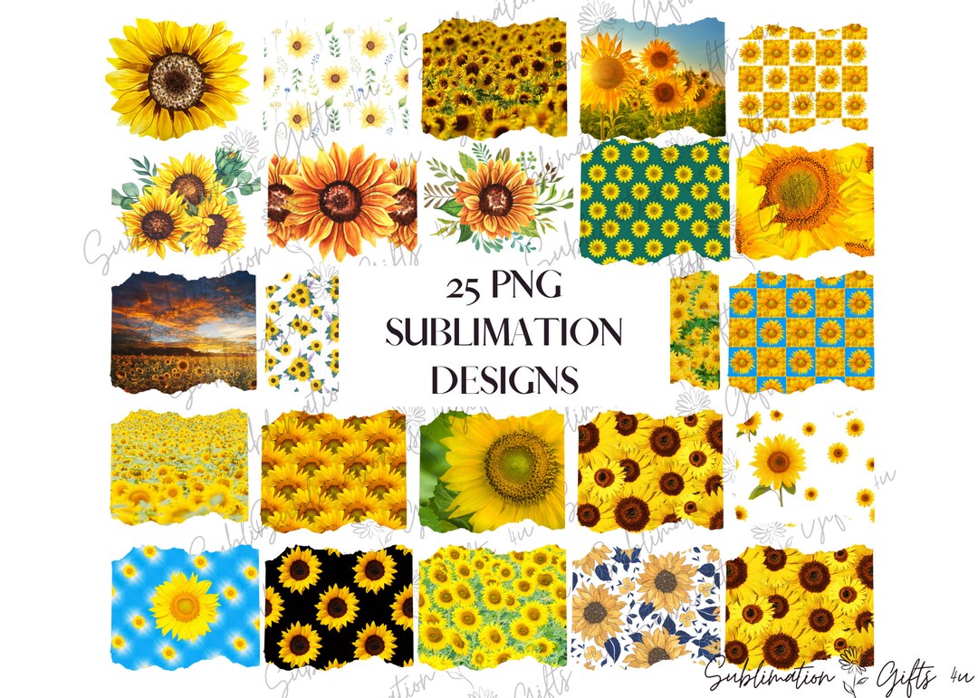 Sunflowers Sublimation Designs, Floral Background PNG, Sunflowers ...