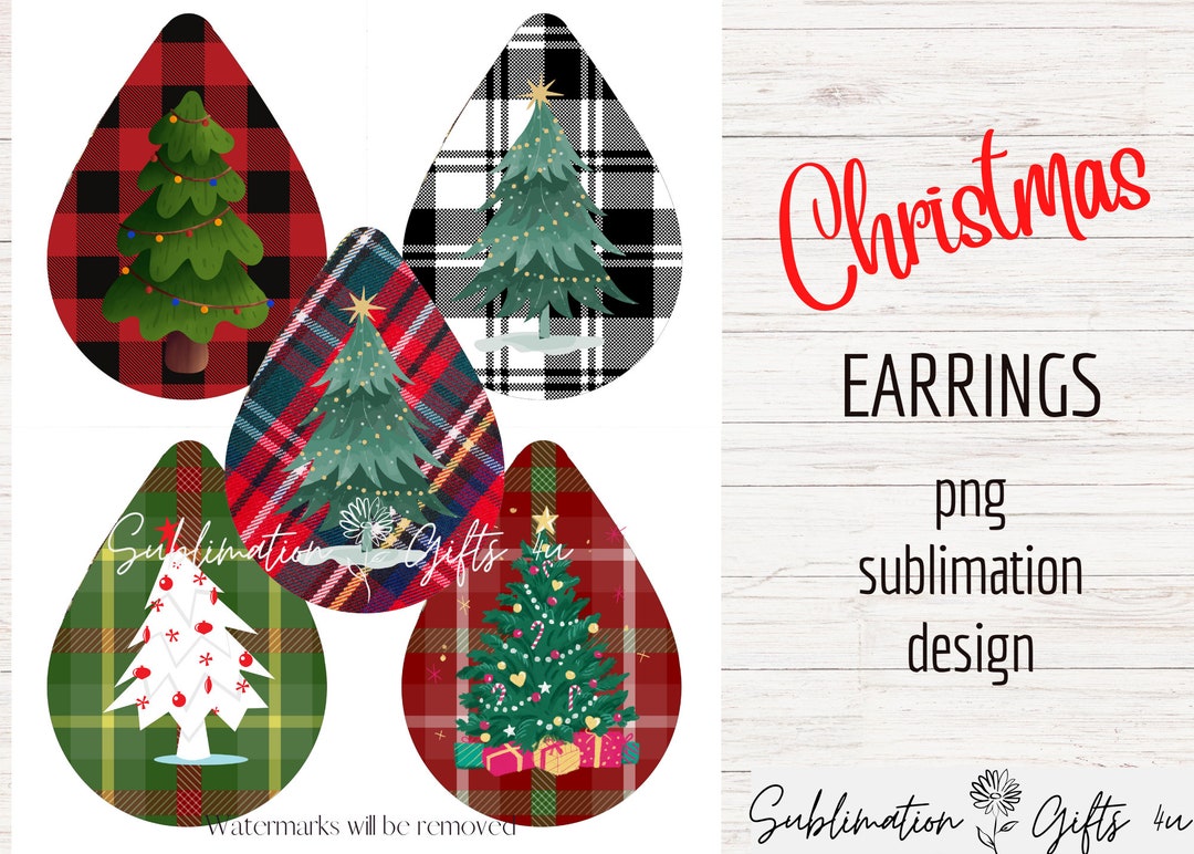 Christmas Earring Png Design Bundle | Holiday Earring Template ...