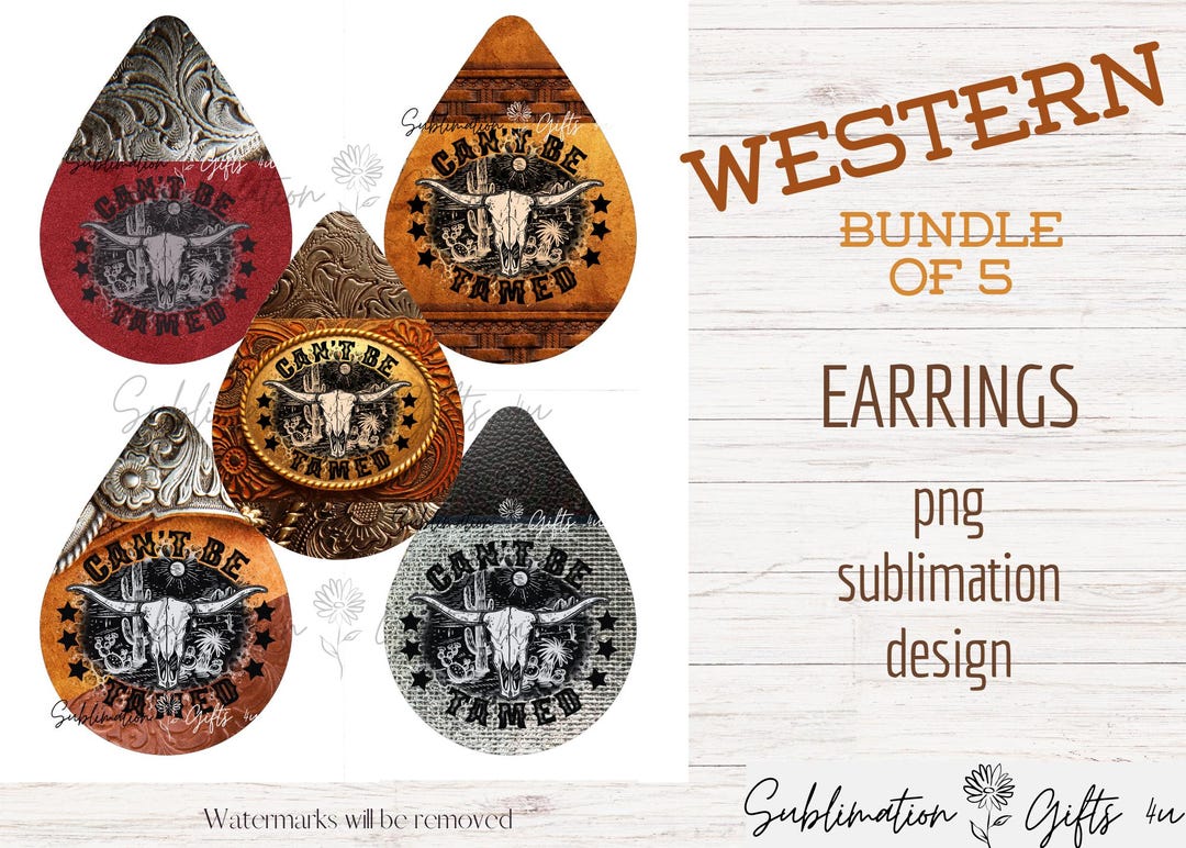 Cant Be Tamed | Western Earring | Cow Bull Skull | Teardrop Earring Png ...