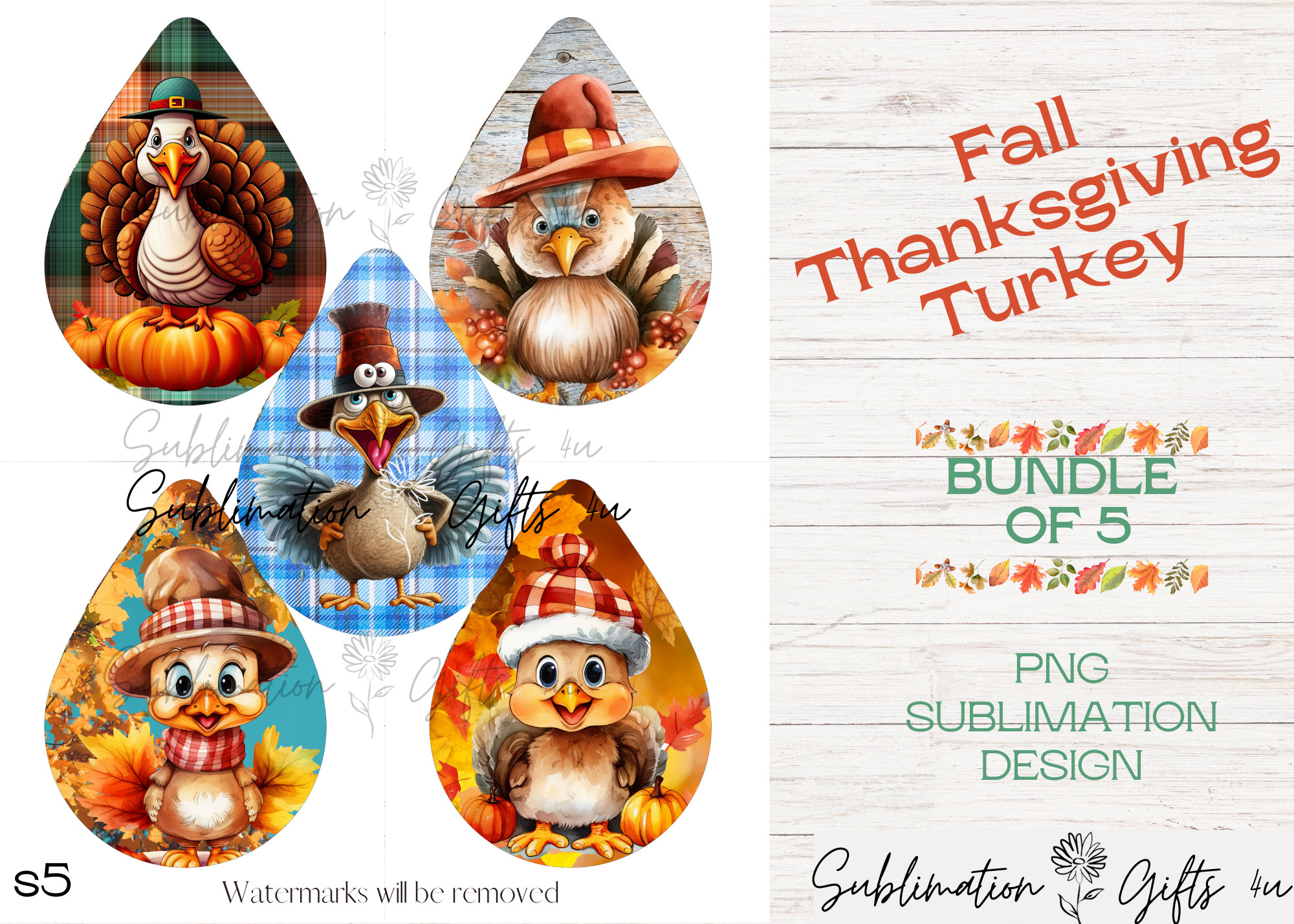Fall Plaid Sublimation Earring Bundle | Thanksgiving Turkey Template ...