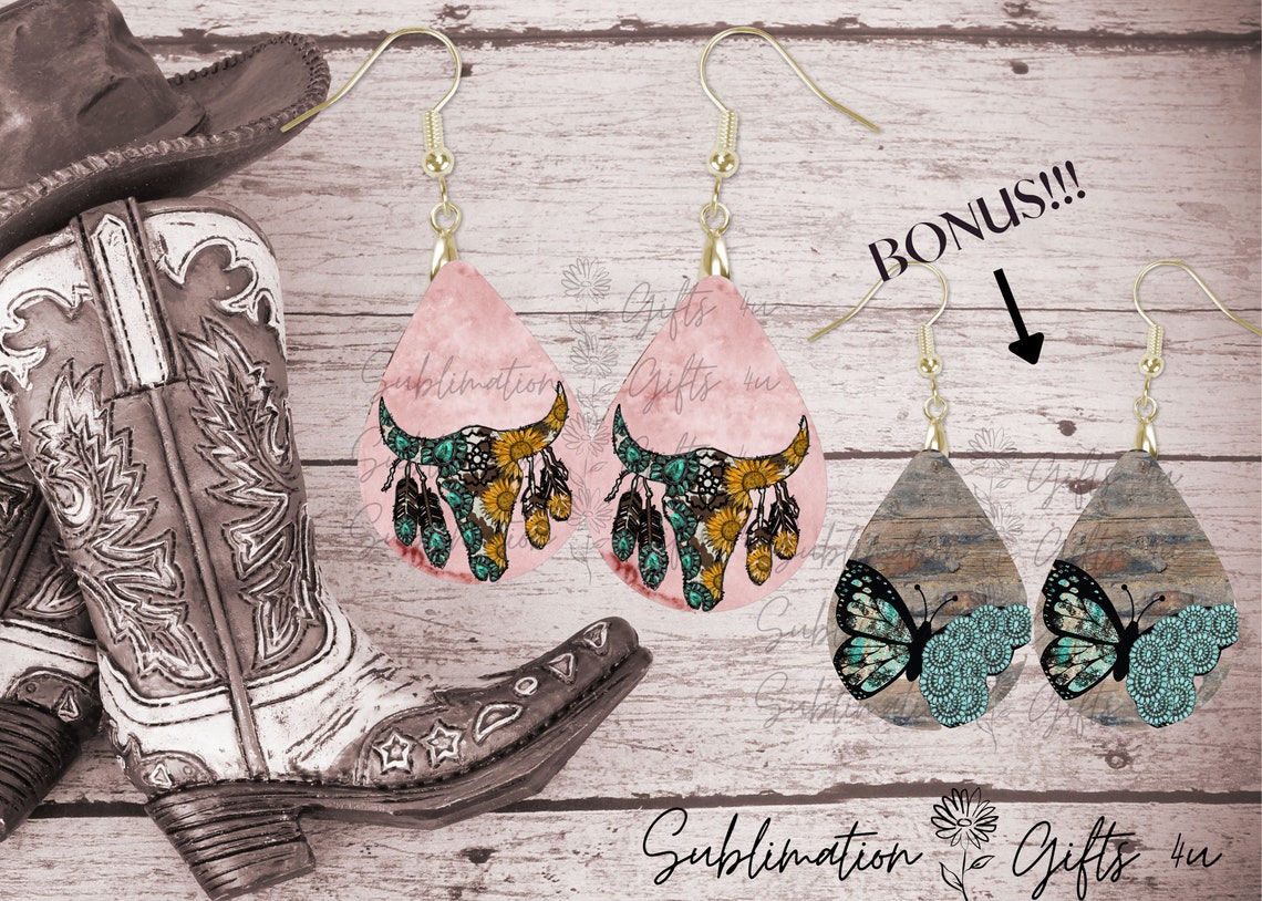 Western Earring Png Southern Earring Template Teardrop - Etsy