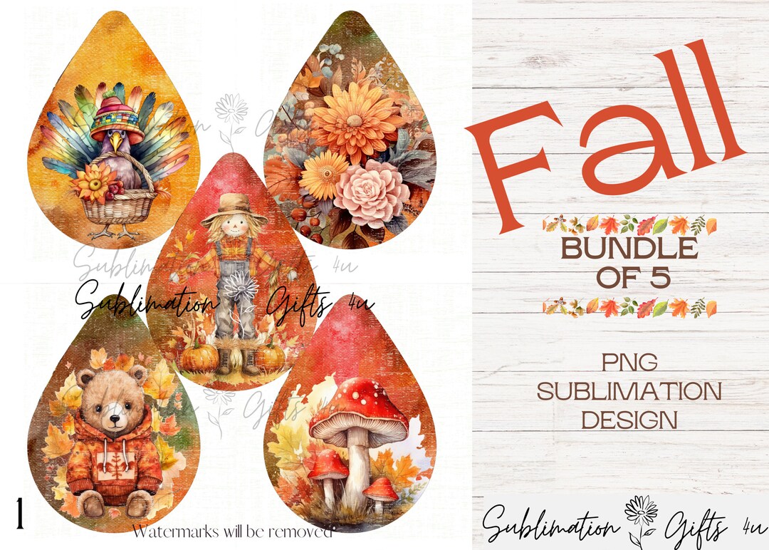 Fall Sublimation Earring Bundle Autumn Foliage Earring Pngs ...