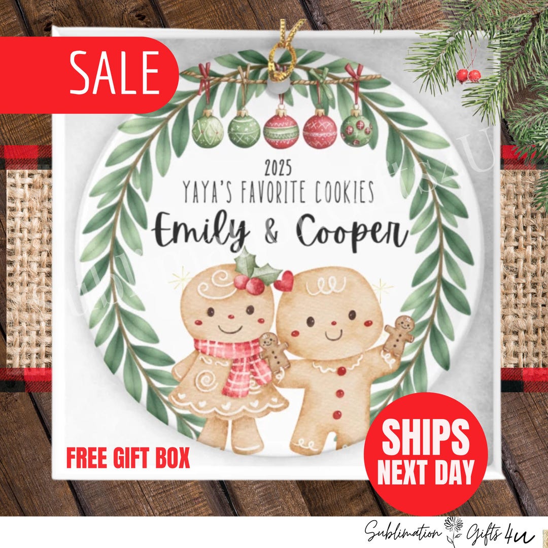 Personalized Yaya Ornament, Custom Grandkids Names Grandma Christmas ...