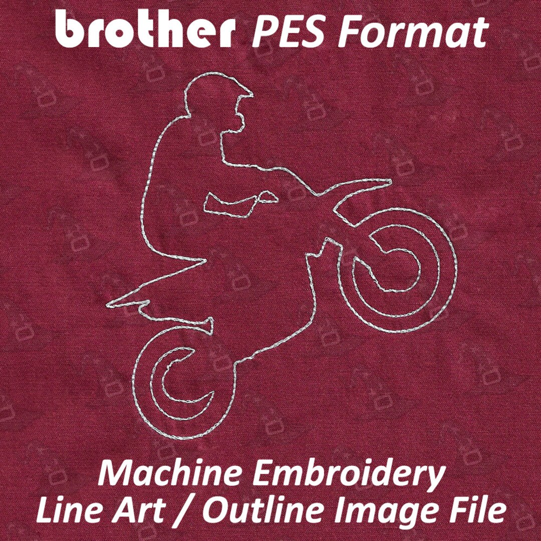 Dirt Bike / Motocross Line Art / Outline Machine Embroidery Design File ...
