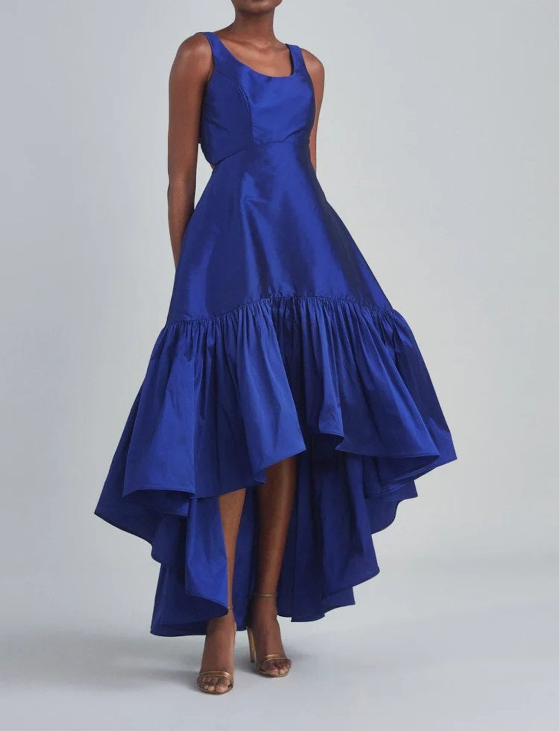 Taffeta High Low Dress/taffeta Scoop Neck A-line Dress With High Low ...