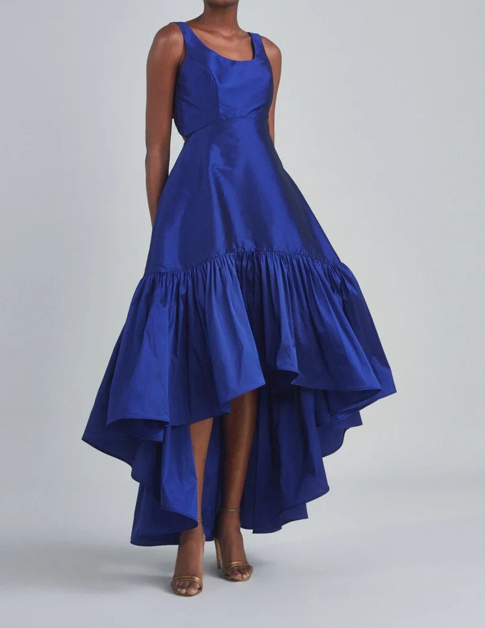 Taffeta High Low Dress/taffeta Scoop Neck A-line Dress With High Low ...