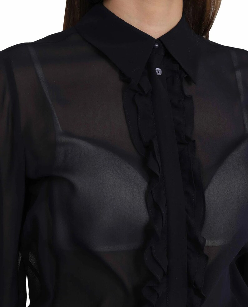 Chemise solide en georgette, chemises pour femmes, chemises de fête ...