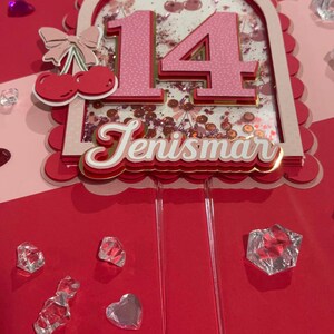 Cherry Cake Topper, Cherry Bow Cake Topper,cherry Theme Birthday Shaker ...