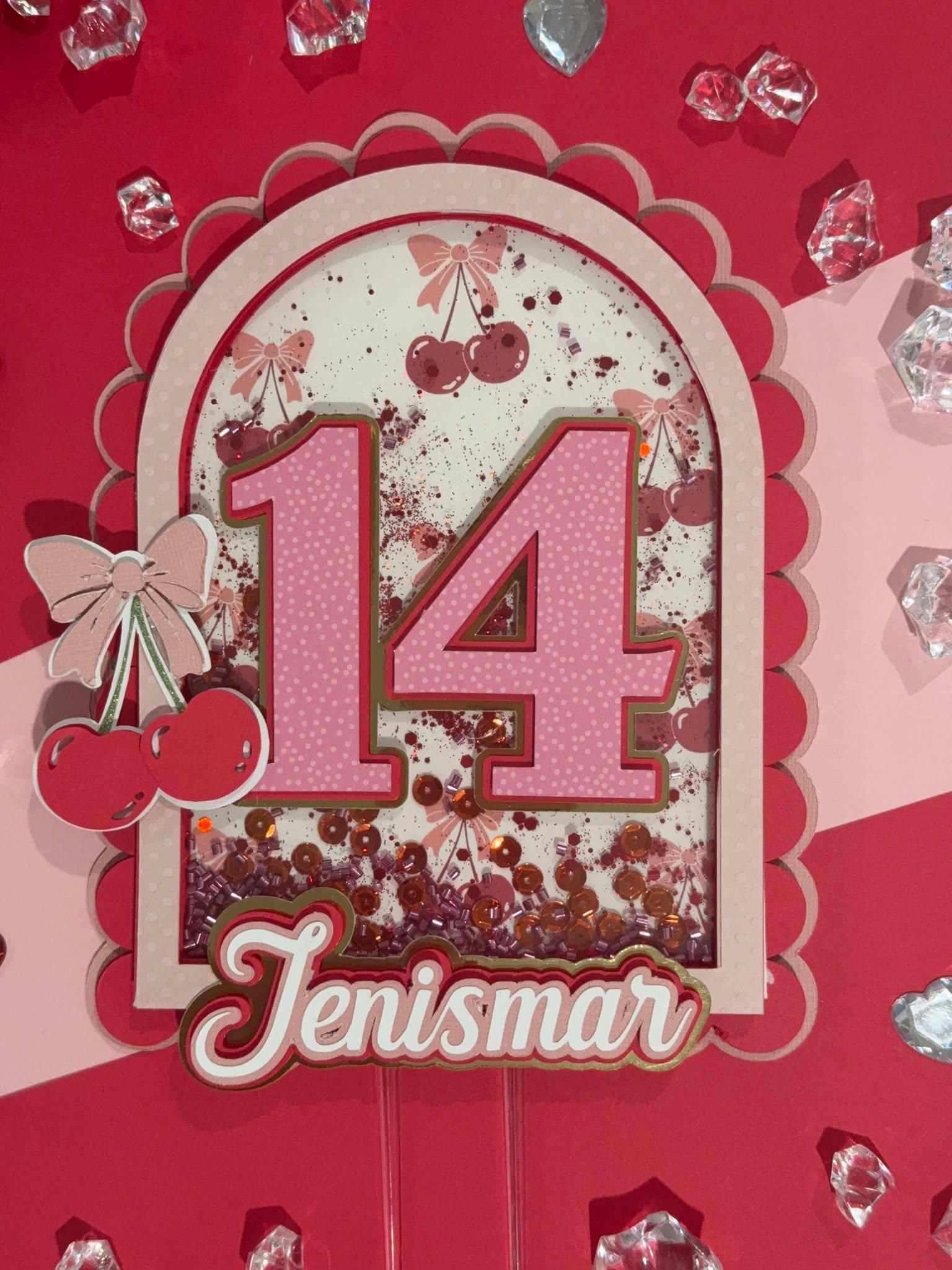 Cherry Cake Topper, Cherry Bow Cake Topper,cherry Theme Birthday Shaker ...