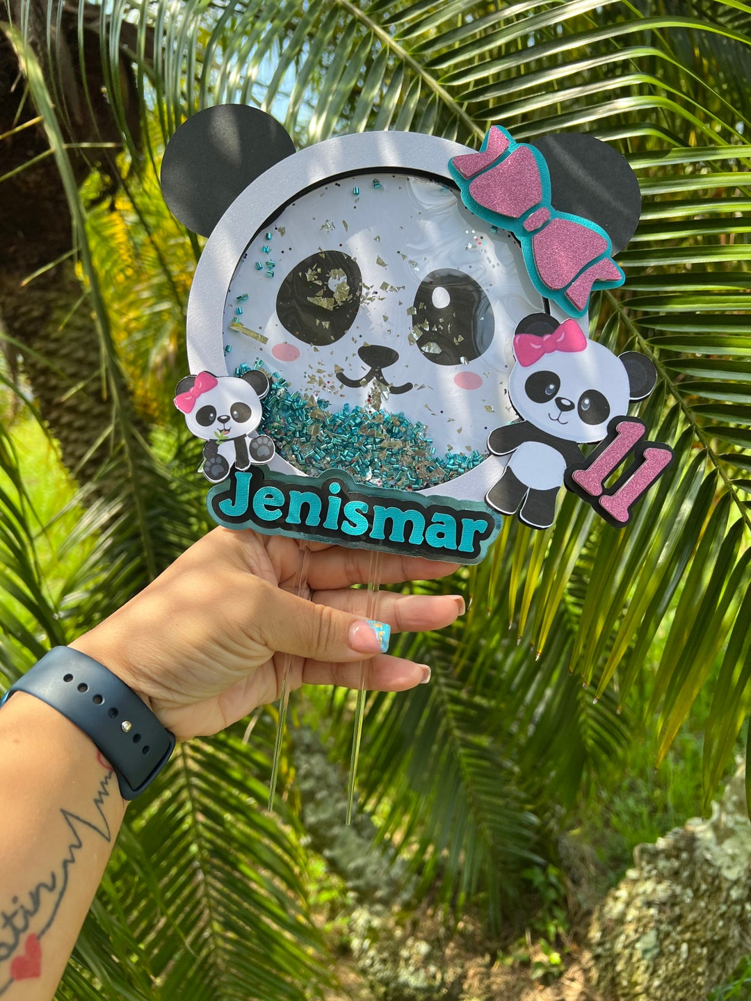 Panda Cake Topper, Shaker Caketopper, Panda Birthday Decoration, Panda ...