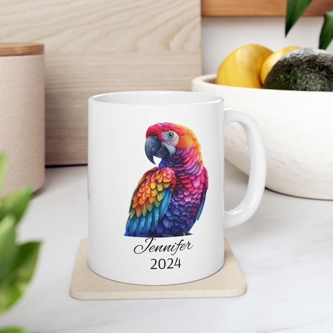 Birthday Month February Parrot Bird Ceramic Coffee Mug, 11 Oz- See ...