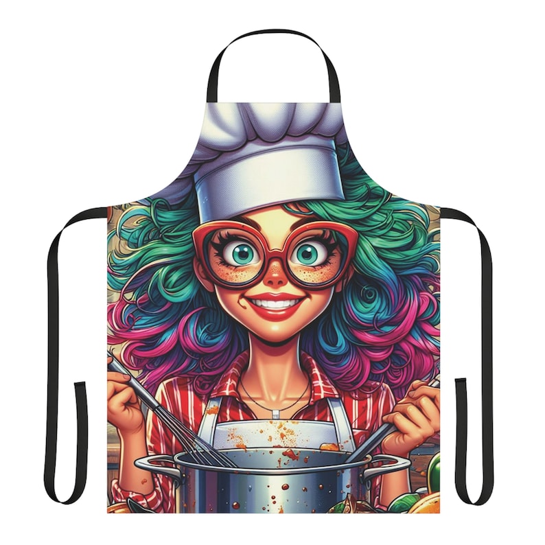 Colorful Chef Girl Cartoon Apron - Cook up Smiles in Style! - Etsy