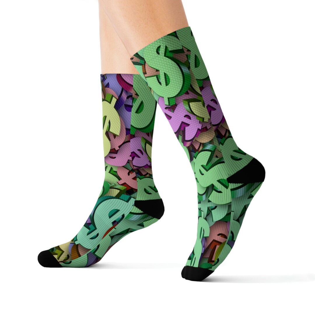 Money Signs, Currency, Cash, Sublimation Socks, Footwear - Etsy