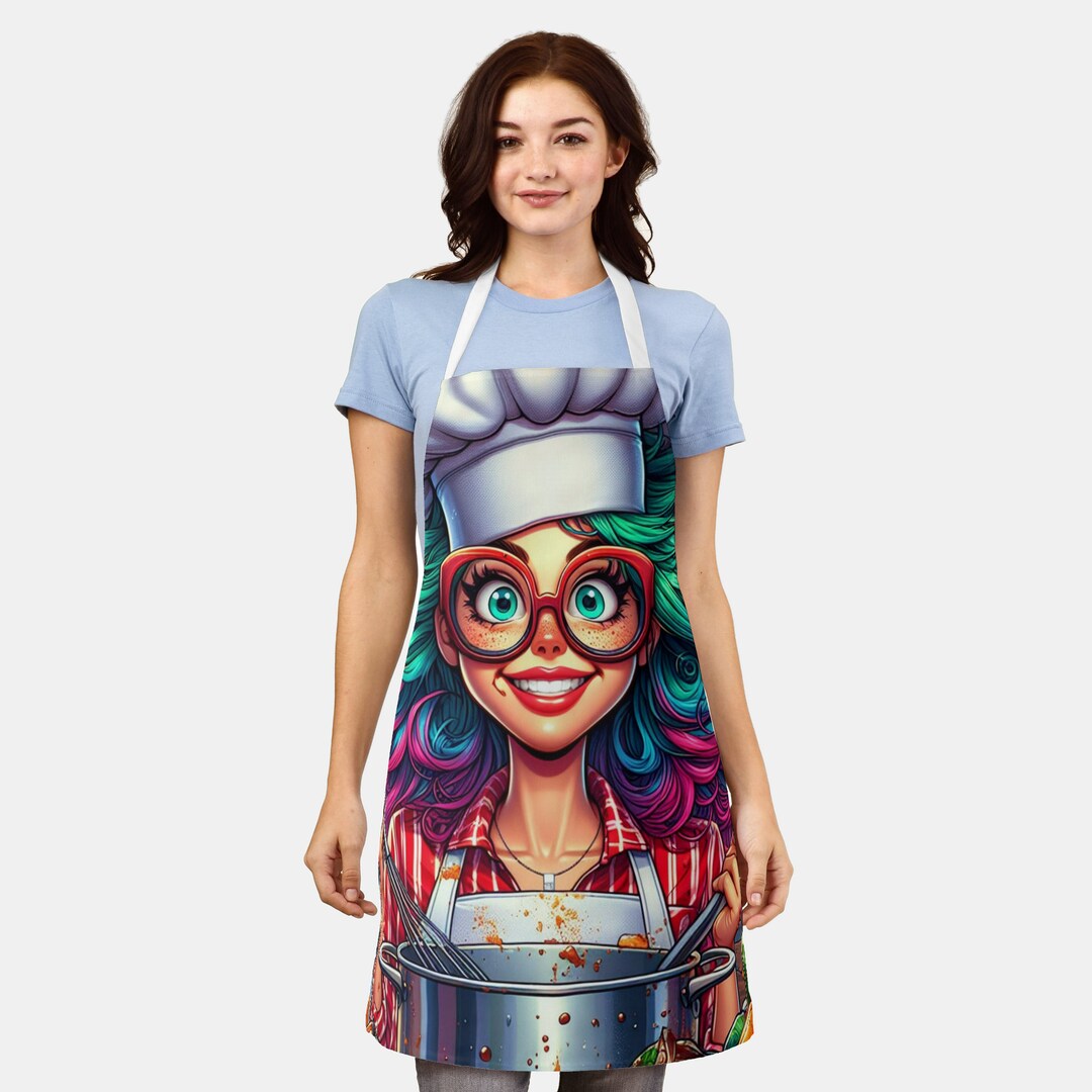 Colorful Chef Girl Cartoon Apron - Cook up Smiles in Style! - Etsy