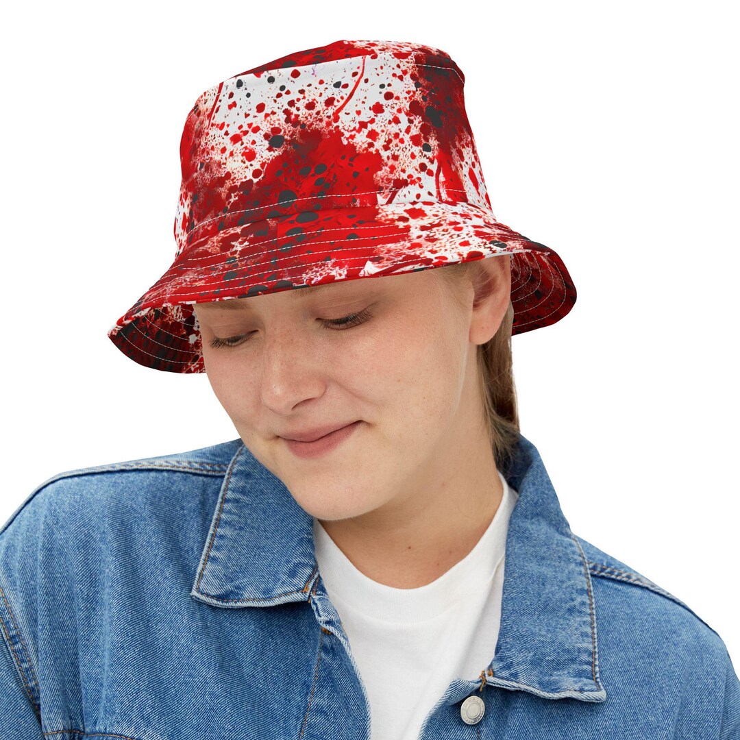 Blood Splatter Bucket Hat, Summer Hat, Festival Headwear, Unique Gift ...