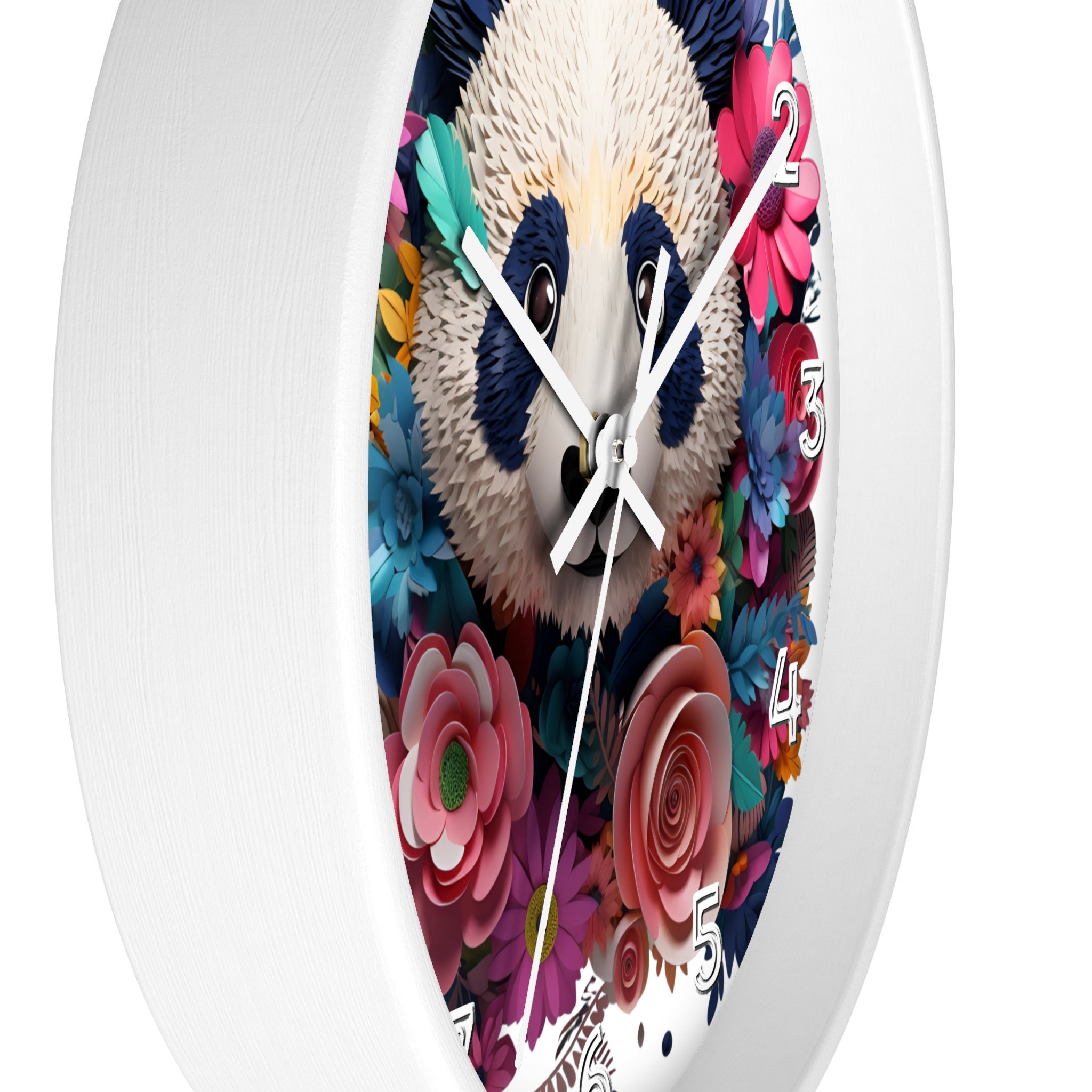 Panda Bear 3D Printed Design Wall Clock - White Wood Frame - 10 Inch - Etsy