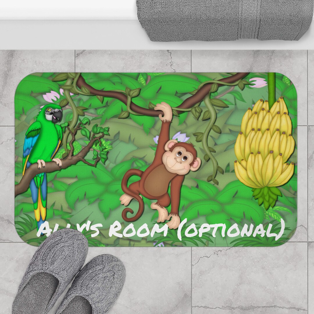 Monkey Jungle Padded Floor Mat, Bedroom or Playroom, Anti Slip, 100% ...