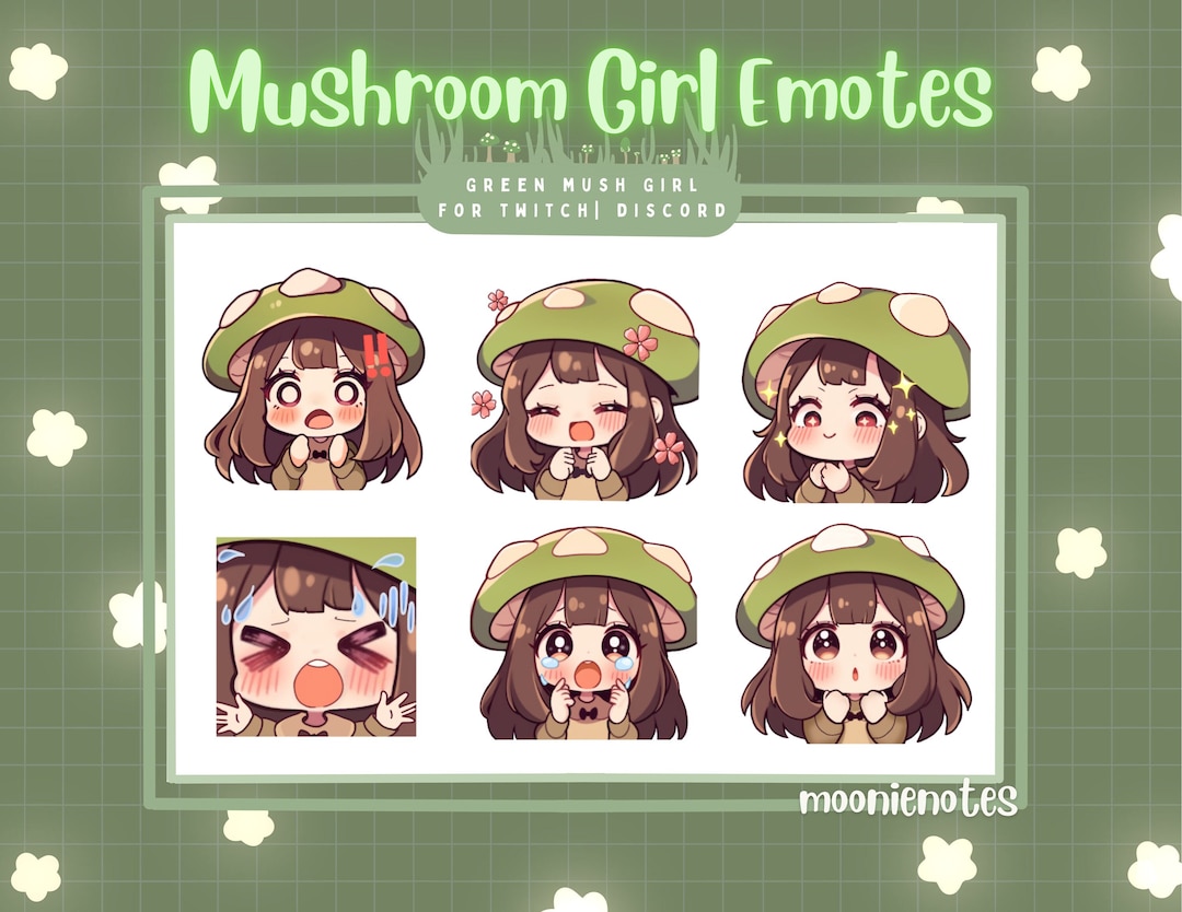 Cozy Mushroom Girl Emote Pack (twitch | Discord) - Etsy