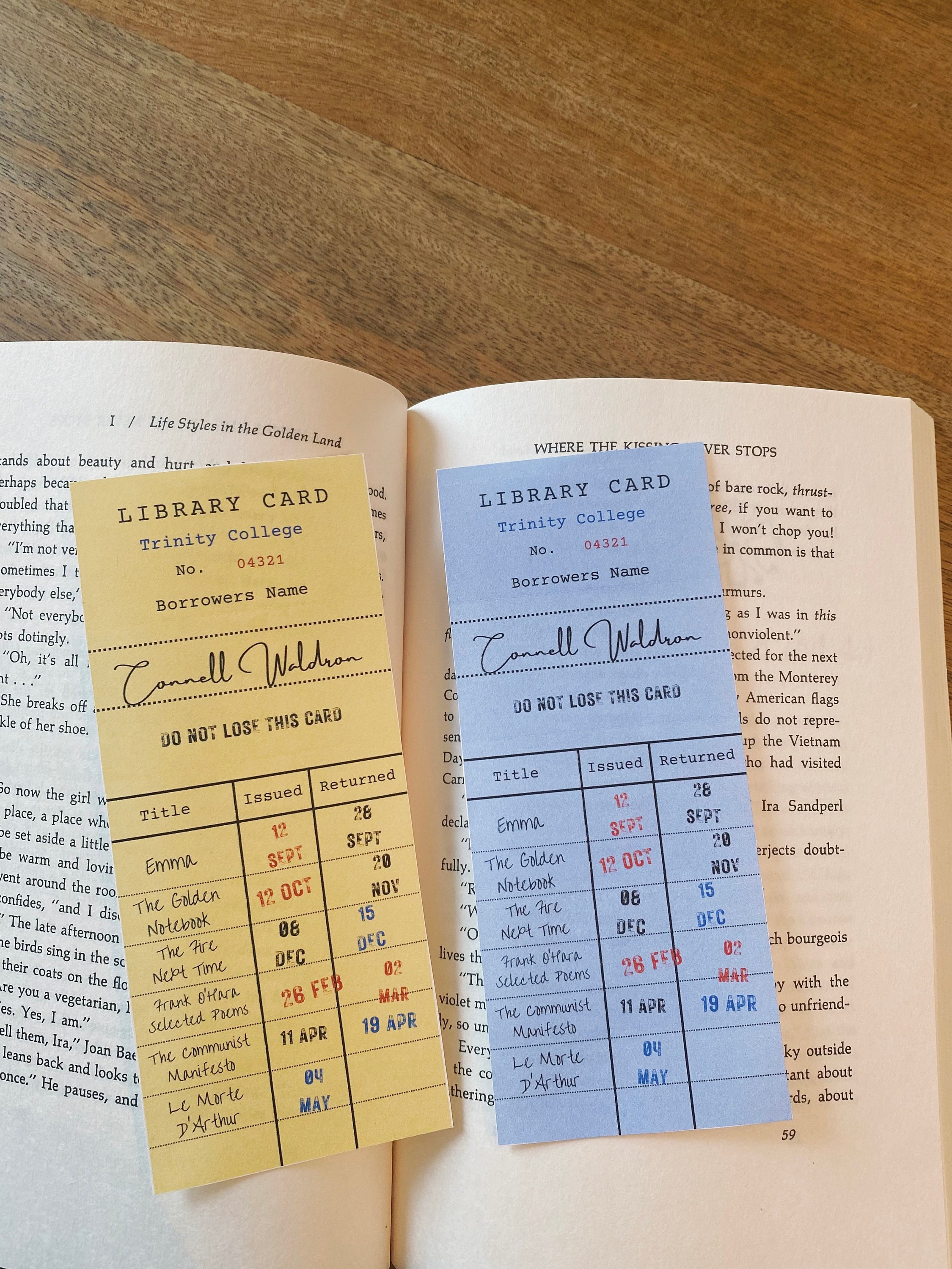 Normal People Bookmark. Connell's Trinity College Library Card. Instant ...