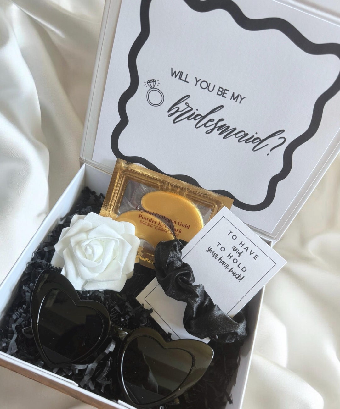 Luxury Bridesmaid Proposal Box: Black, White & Gold Gift Set - Etsy