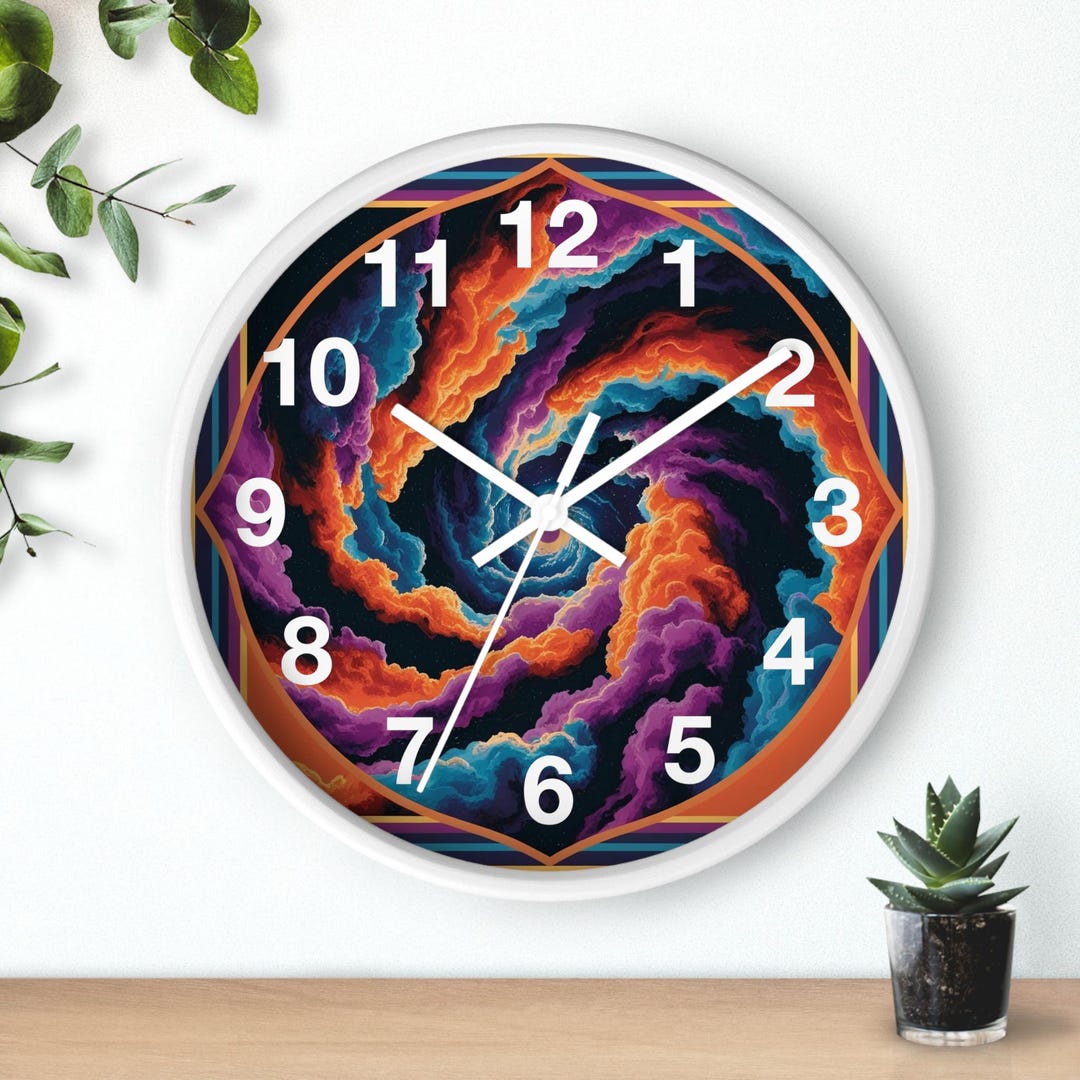 Colorful Clouds Wall Clock - Relaxing Visual Home Decor, Unique Round ...