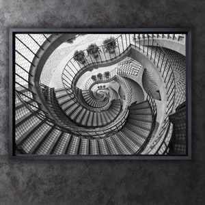Escher Stairs Optical Illusion Poster/canvas Wall Art,escher Stairs ...