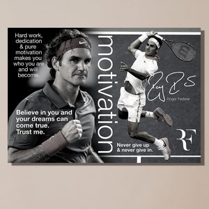 Roger Federer Motivation Poster Print,roger Federer Canvas Wall Art ...