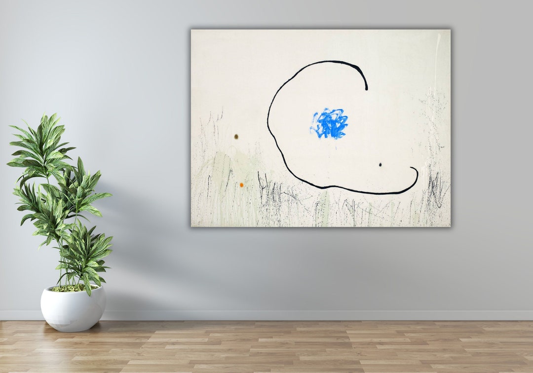 Joan Miro Blue White Wall Art,joan Miro Painting Art Canvas,modern ...
