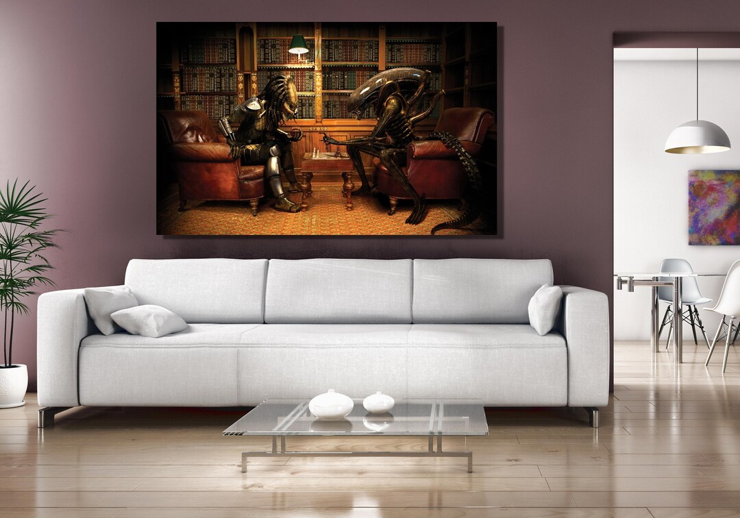 Alien Vs Predator Playing Chess Poster Canvas Wall Art,alien Vs ...
