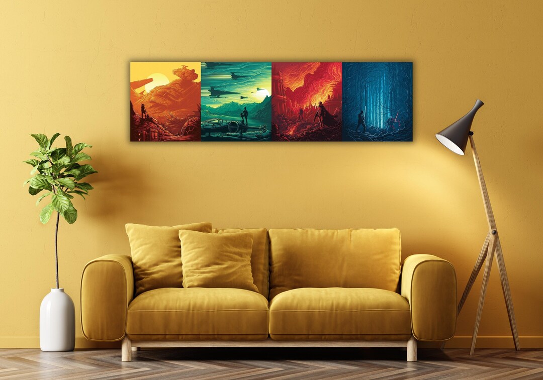 Starwars Panoramic Episodes Poster Print Art Canvas,starwars Poster ...