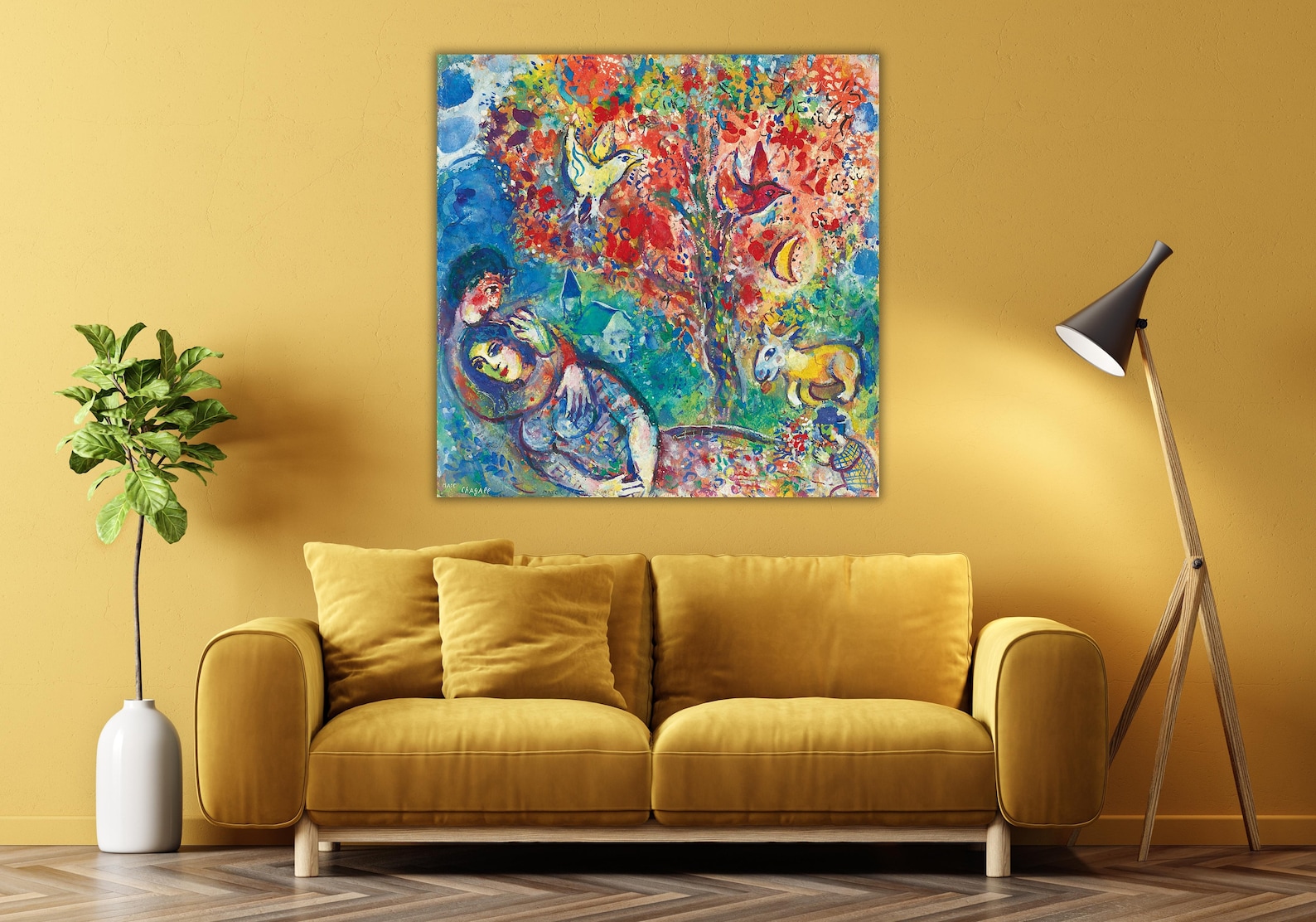 Marc Chagall Couple Under Tree Poster Art Canvas,reproduction Print ...
