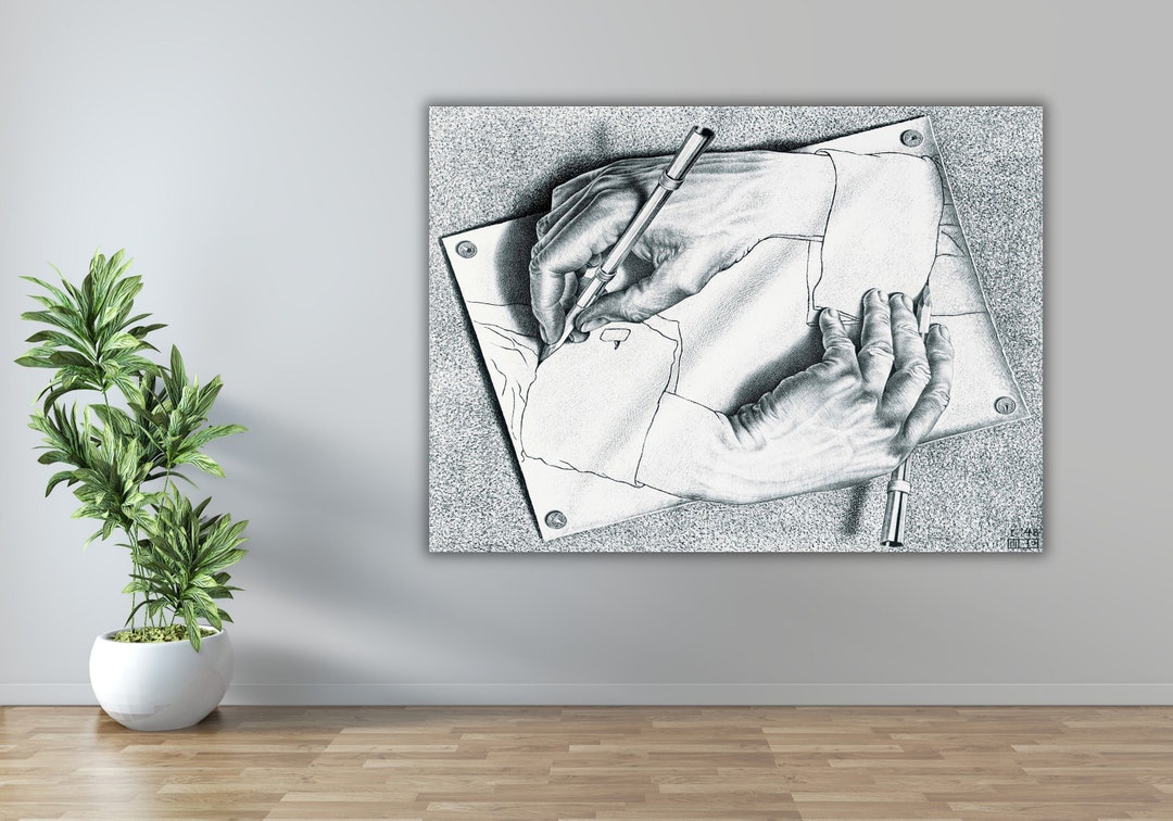 Escher Drawing Hands Poster/canvas Wall Art,escher Drawing Hands Print ...