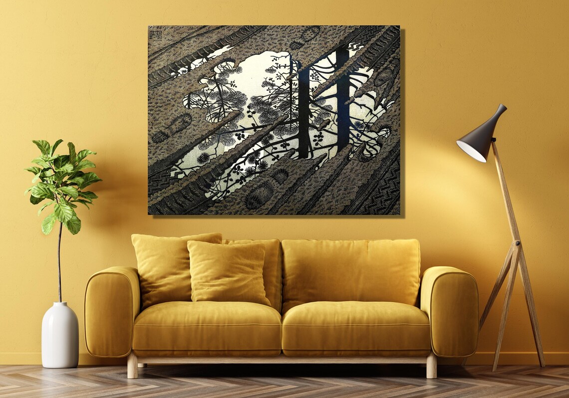Puddle Wall Art,escher Puddle Print on Canvas,maurits Cornelis Escher ...