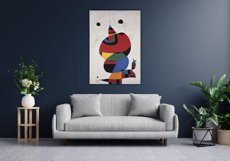JOAN MIRO Woman Bird Star Poster Art Canvas,exhibition Poster,joan Miro ...