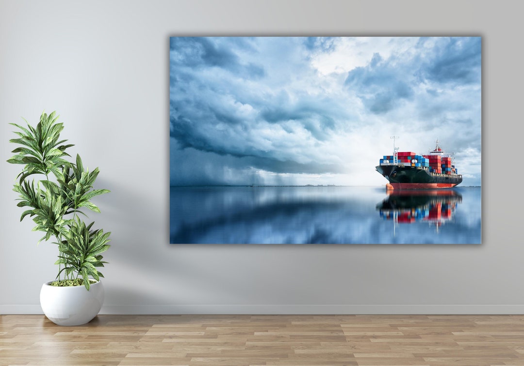 International Container Cargo Ship Poster Art Canvas Print,nautical ...