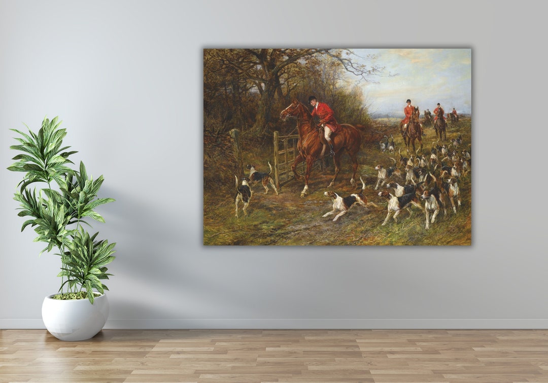 Racing With the Hounds Poster Art Canvas,fox Hunt Art Painting,heywood ...