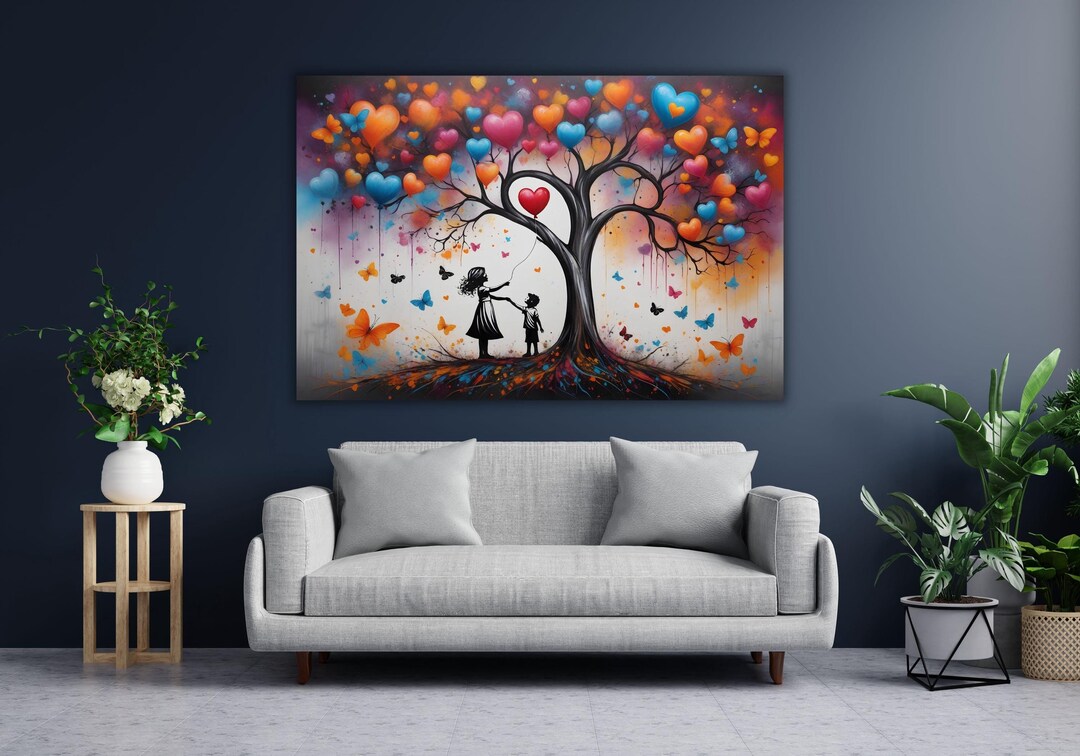 Banksy Mother and Child Butterflies Canvas Wall Art,butterflies Tree ...