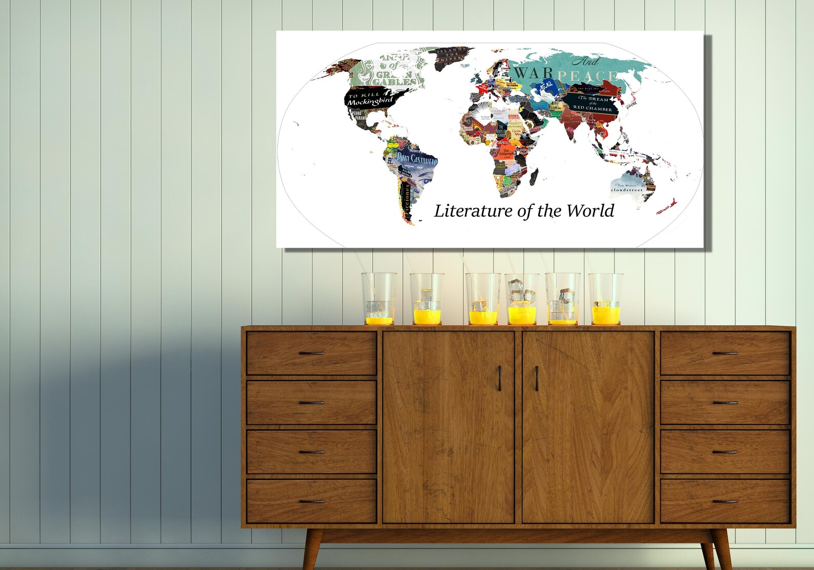 Literature of the World Map Posterliterature Map Canvas Wall - Etsy