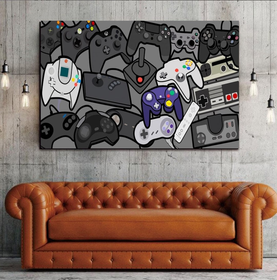 Buy Game Room Wall Art Poster,gaming Control Wall Art Canvas,game Room ...